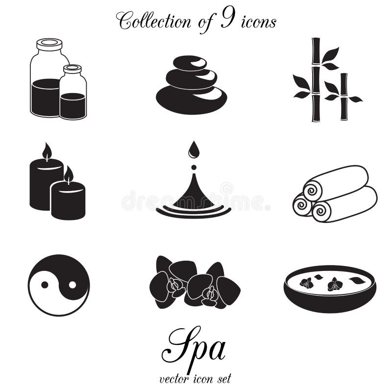 Spa and beauty icon set. stock vector. Illustration of stone - 67688957