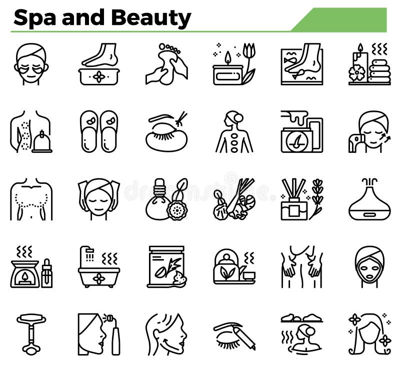 Spa and beauty icon set. stock vector. Illustration of clinic - 188248332