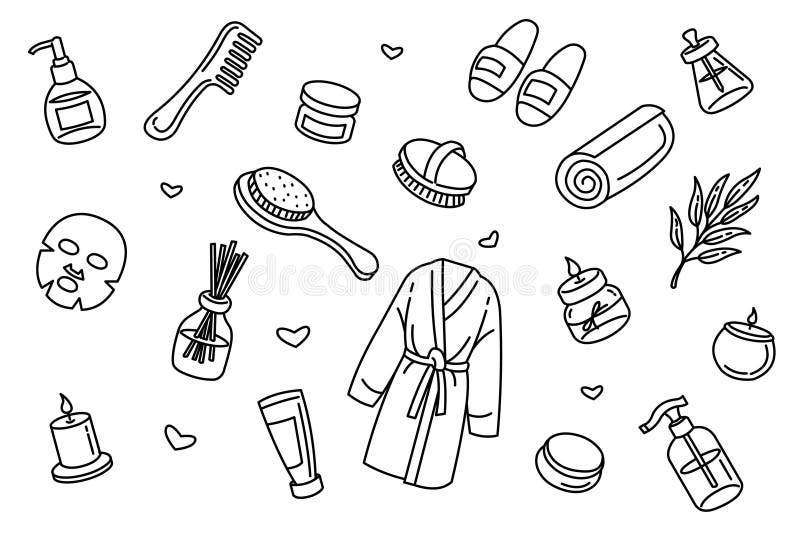 Spa Beauty Salon Care Doodle Art Vector Isolated Background Stock ...