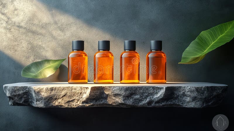 Spa Bottles on Stone Shelf stock illustration. Illustration of shelf ...