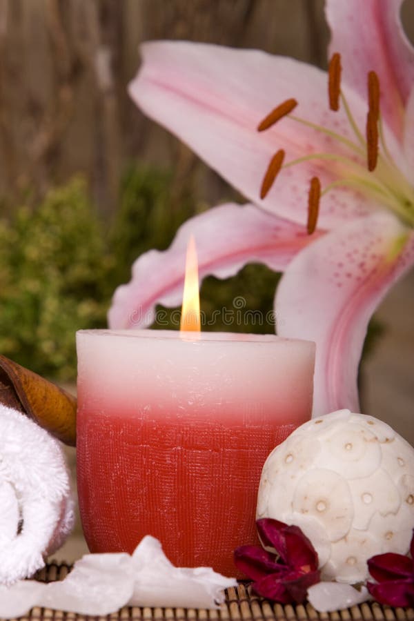 Spa candle stock image. Image of lily, relaxation, candlelight - 16253773