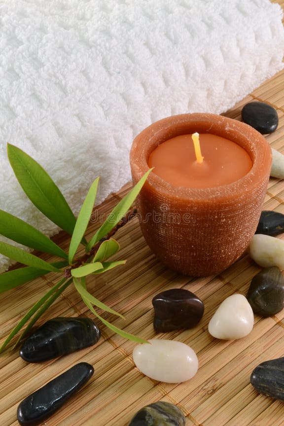 Spa candle concept stock photo. Image of bamboo, stones - 18134662