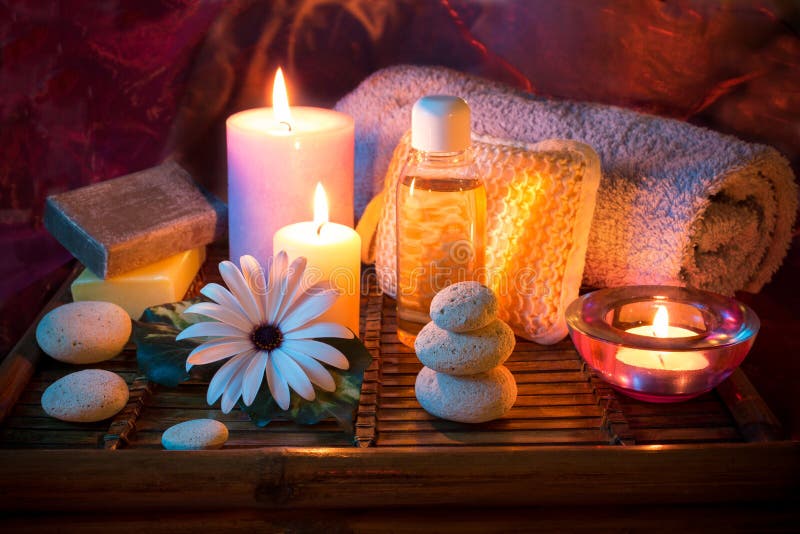 Spa Candle Stone Oil Soap Stock Image Image Of Culture 29882219