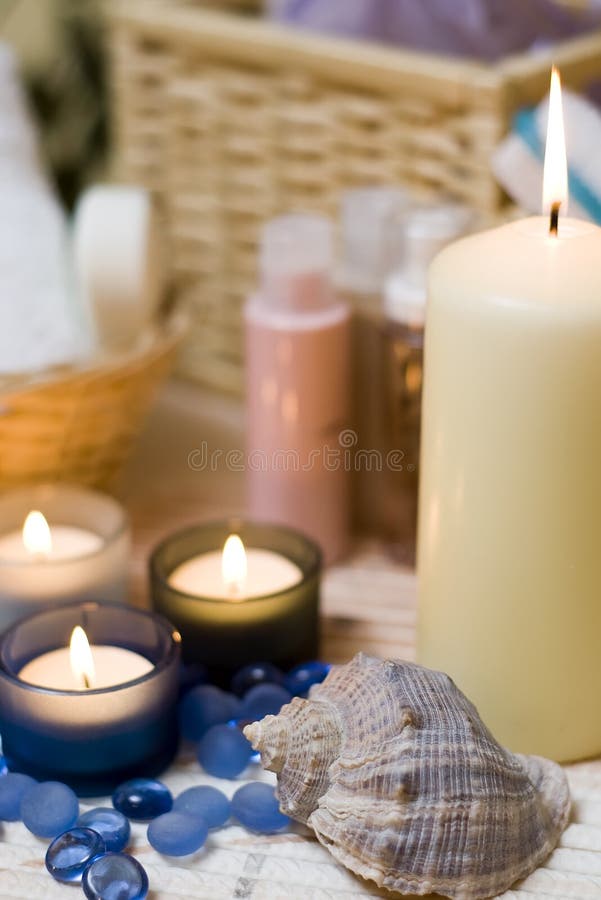 Spa candles composition stock photo. Image of comfortable - 4024454