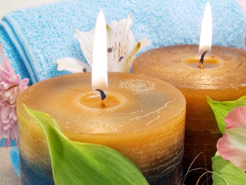 Spa candles stock image. Image of health, towel, objects - 49388775