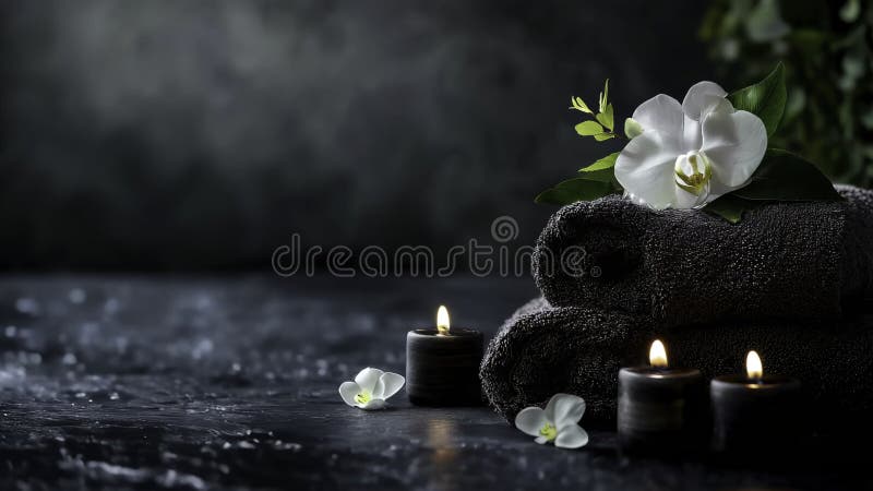 Spa Candles with White Flowers and Warm Glow, Spa Background Stock ...