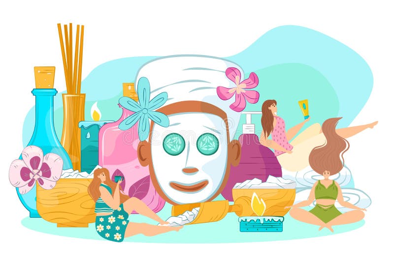 Spa Care And Beauty Therapy Vector Illustration Woman Female Health
