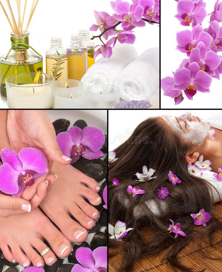 Spa Collage stock image. Image of nail, cotton, rose - 24387975