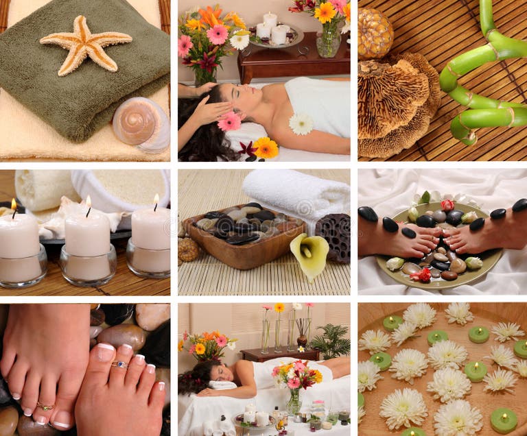 Spa Collage stock image. Image of seashell, flower, candle - 24387951