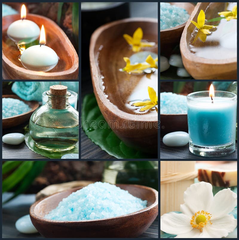 Blue spa collage stock image. Image of beauty, collage - 19342481