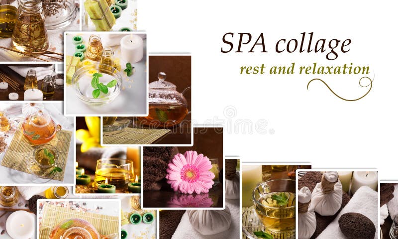 SPA collage stock photo. Image of massage, herbs, white - 52198244