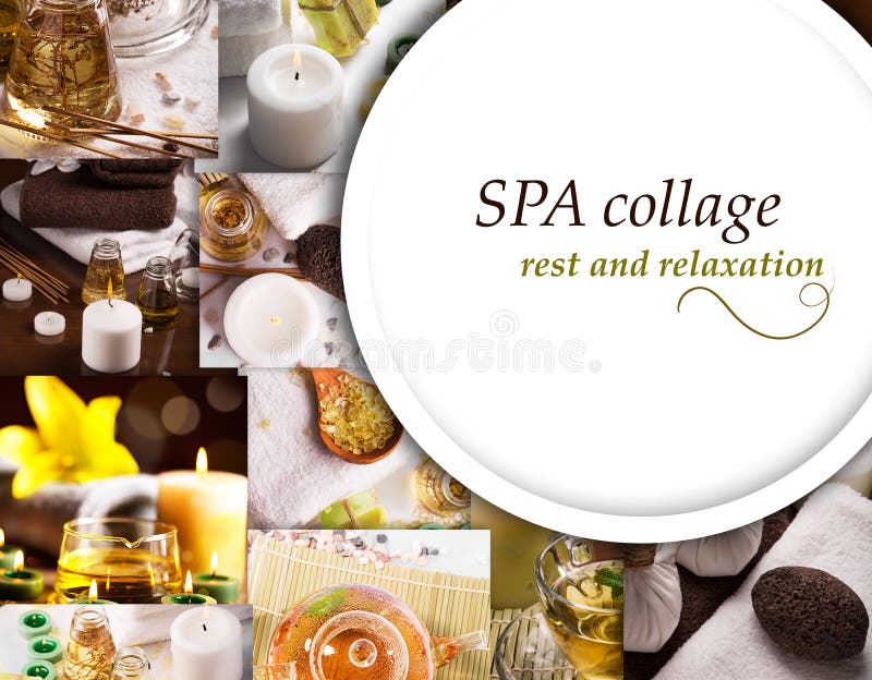 SPA collage stock image. Image of candles, glass, white - 52197337