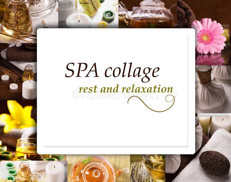 SPA collage stock photo. Image of herbs, mint, thai, white - 52198236