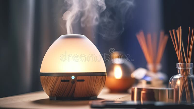 Spa Composition with Aroma Oil Diffuser Lamp on a Blurred Background ...