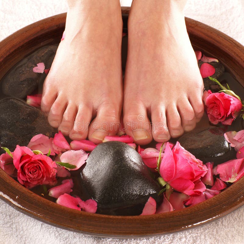 Feminine Feet by a Sunken Foot Bath Stock Image - Image of scent, body ...