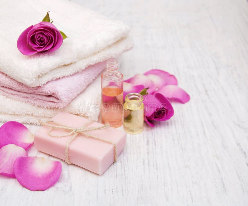 Spa concept with roses stock photo. Image of stack, bath - 96258716