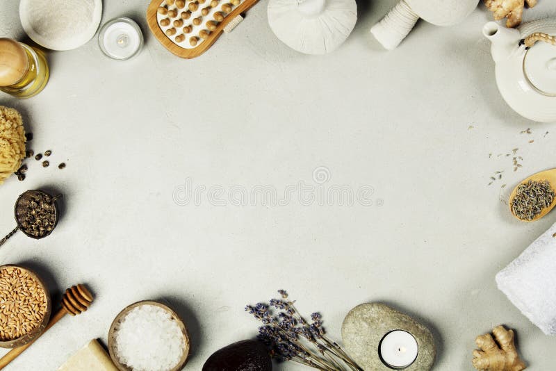 Spa Concept. Top View of Beautiful Spa Products. Stock Image - Image of ...