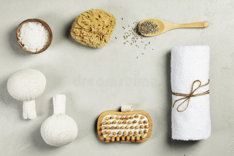 Spa Concept. Top View of Beautiful Spa Products. Stock Photo - Image of ...