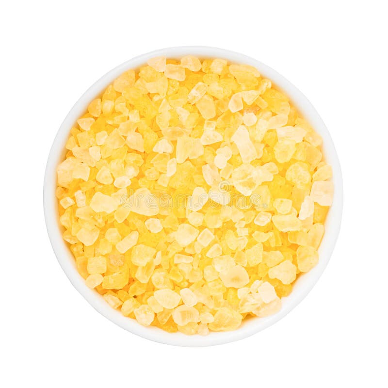 SPA Concept. Yellow Bath Salt in Bowl Isolated Over White with Clipping ...
