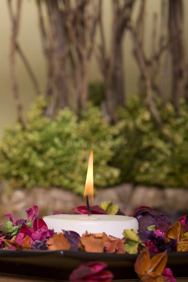 Spa decor with candle stock image. Image of meditation - 13026825