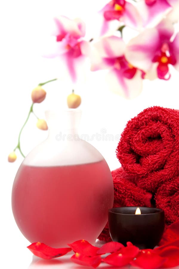Spa decor items stock image. Image of washcloth, oils - 12068201