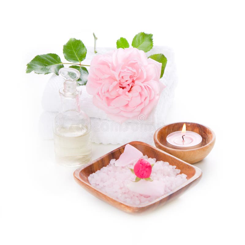 Spa Decoration Set with Pink Rose Stock Photo - Image of swimming ...