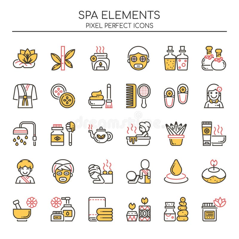Spa Elements , Thin Line and Pixel Perfect Icons Stock Illustration ...