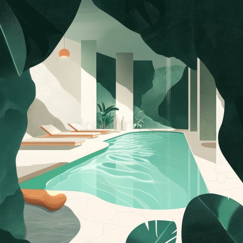 Spa Environment Illustrated in a Visually Appealing Poster. Stock ...