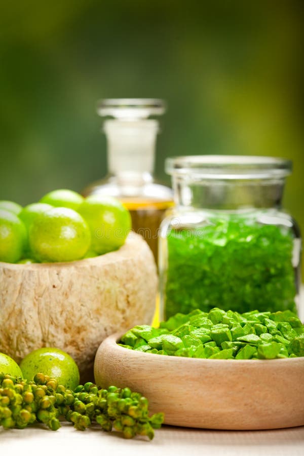 Spa Essentials - Green Aromatherapy Stock Photo - Image of mineral ...