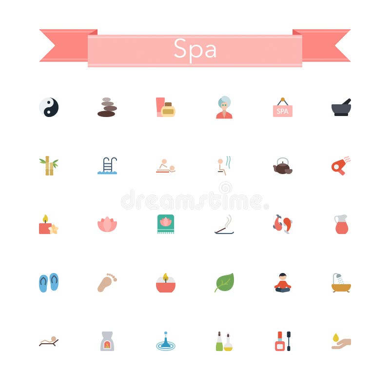 Spa Flat Icons stock vector. Illustration of pool, face - 60753134