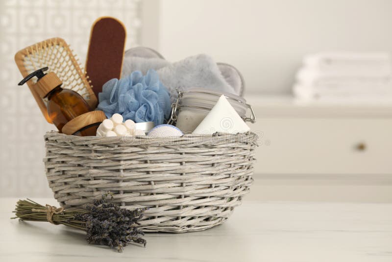Spa Gift Set with Different Products on Table Indoors Stock Image ...