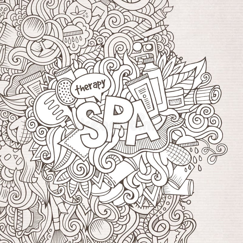 Spa Hand Lettering and Doodles Elements Background Stock Vector ...