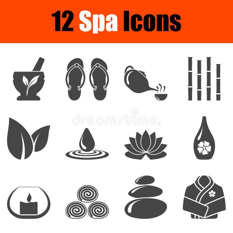 Spa Icon Set stock vector. Illustration of hygiene, heat - 148282616