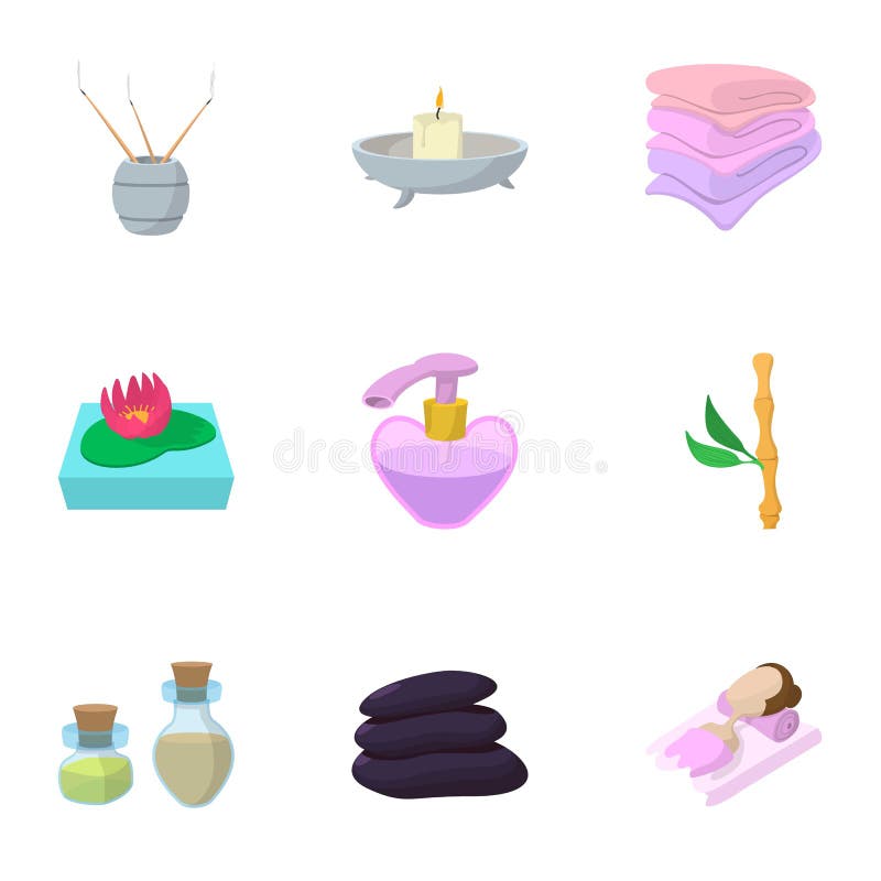 SPA Icons Set, Cartoon Style Stock Illustration - Illustration of ...