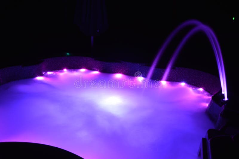 A Spa with Interior Lighting at Night Stock Image - Image of ...