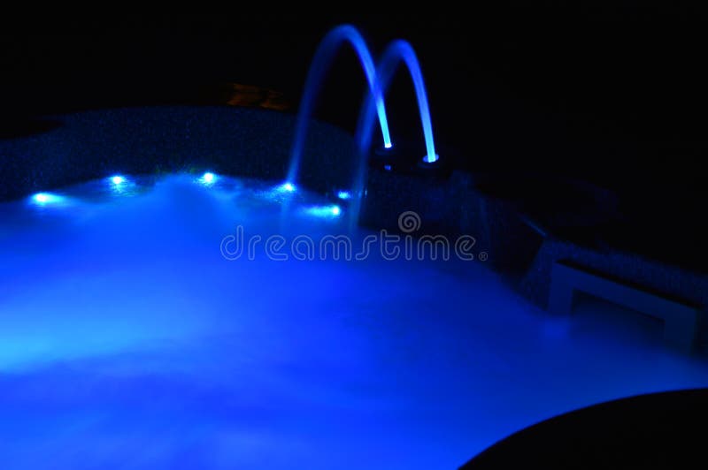 A Spa with Interior Lighting at Night Stock Photo - Image of luminous ...