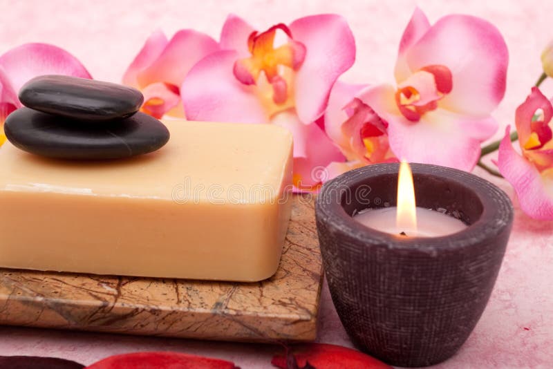 Spa items stock image. Image of rock, soap, decor, aromatherapy - 13370043