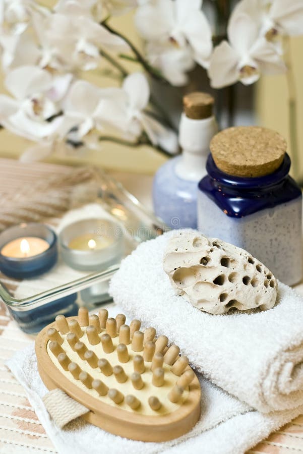 Spa orchid composition stock image. Image of indulgence - 4024731