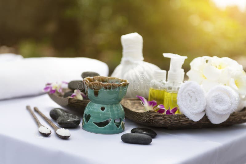 Spa Kit Set Putting on the White Spa Bed Stock Image - Image of sport ...