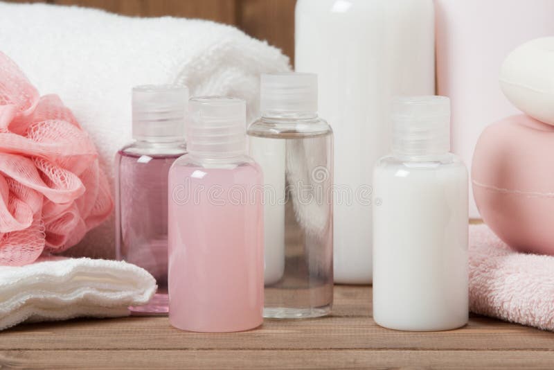 Spa Kit. Shampoo, Soap Bar and Liquid. Toiletries Stock Photo - Image ...