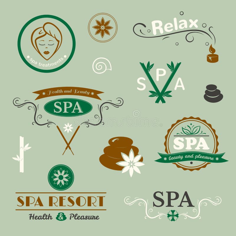 SPA Logos, Vector Typography Stock Vector - Illustration of emblem ...
