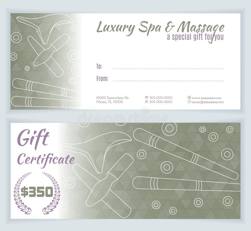 Spa, Massage Gift Certificate Template Stock Vector - Illustration of ...
