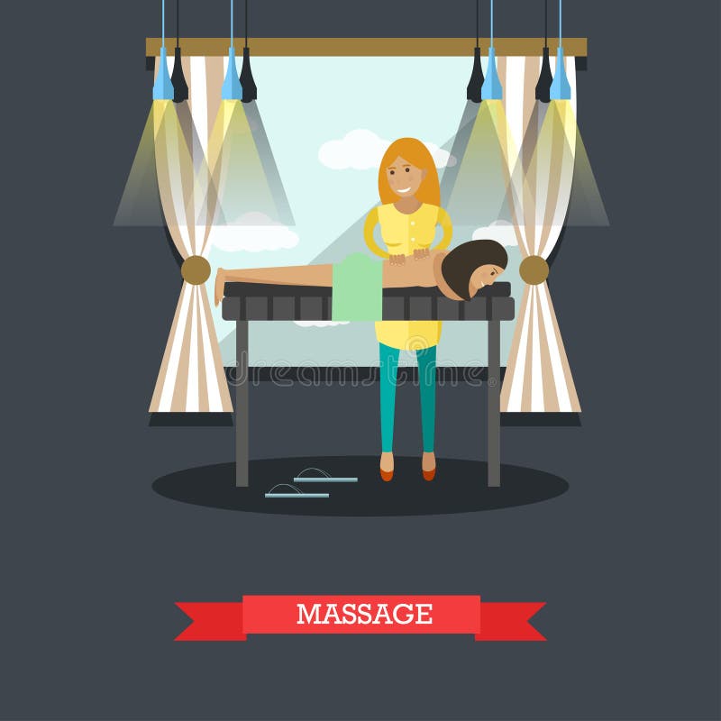 Massage Table Spa Vector Icon Illustration Therapy Flat Care Treatment