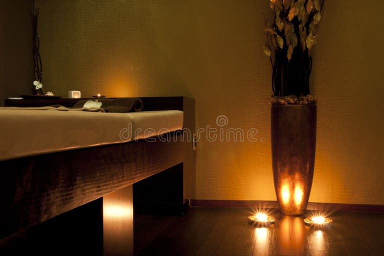 SPA massage room in gold stock image. Image of architect - 25004977