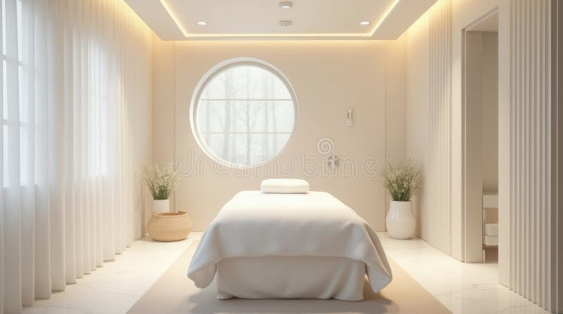 Spa Massage Room with a Towel on the Bed Stock Illustration ...