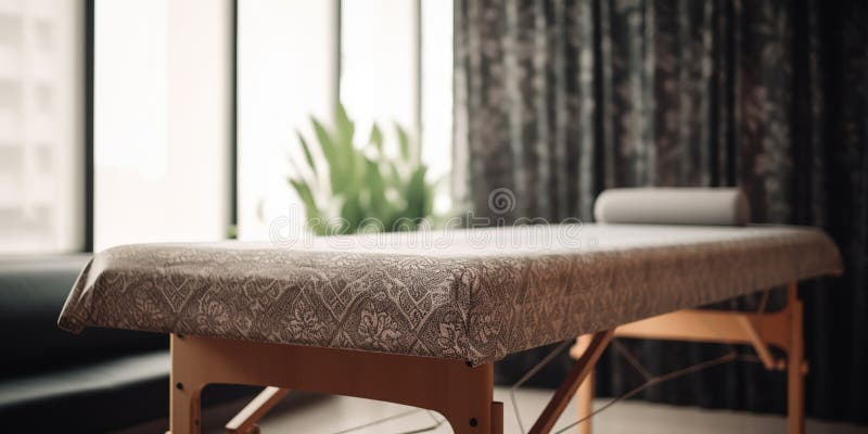 Spa Massage Table in a Room Close Stock Photo - Image of aroma, room ...