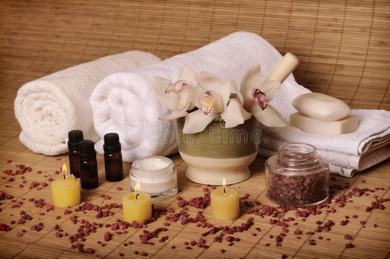 Spa objects stock image. Image of aromatic, petals, pestle - 26320619