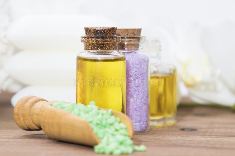 Spa Oils and Mineral or Bath Stock Photo - Image of relaxation, hygiene ...