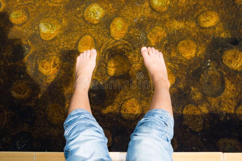 Spa and Onsen, Treatment of Feet by Hot Spring and Natural Water Stock ...