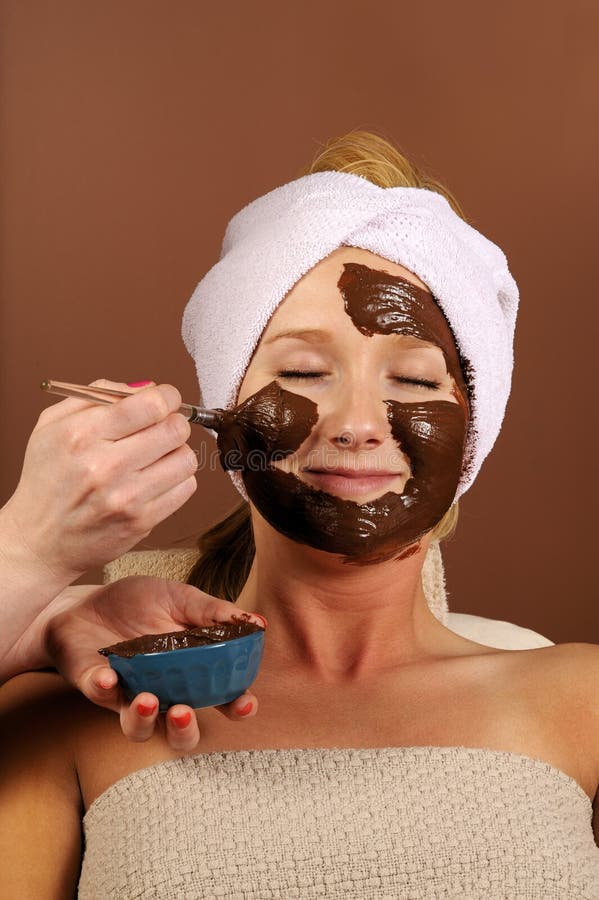 Spa Organic Chocolate Mousse Facial Mask Stock Photo - Image of herbal ...